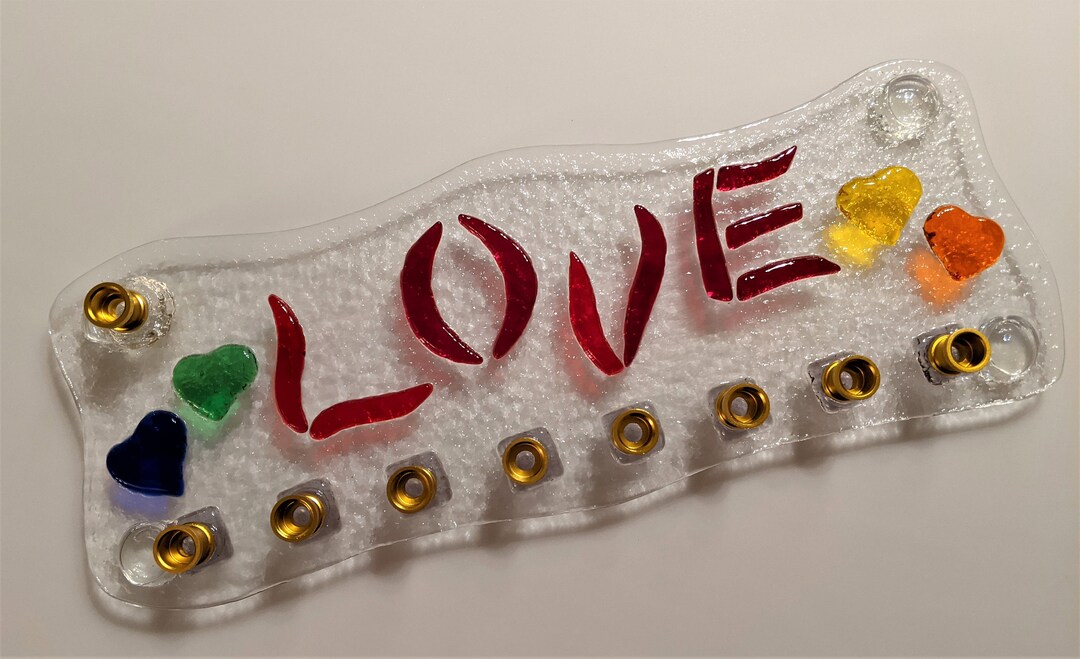 Burning Love LGBTQ Pride Menorah Rainbow Hearts Chanukiya - Etsy