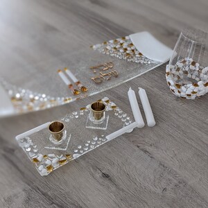 Royal Wedding Shabbat Set of Challah Plate, Candleholder and Kiddush ...