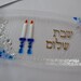 Shabbat Shalom Challah Glass Fused Plate in Blue Shades, Jewish Wedding ...
