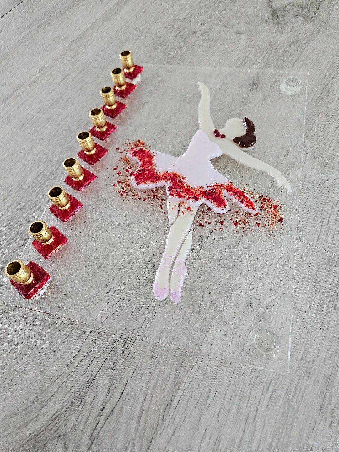 Ballerina Ballet Dancer Glass Fused Menorah Bat Mitzvah Gift Ballet ...