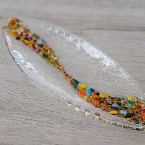 Colorful River Glass Plate Housewarming Gift Oval Bowl by Yafitglass - Etsy