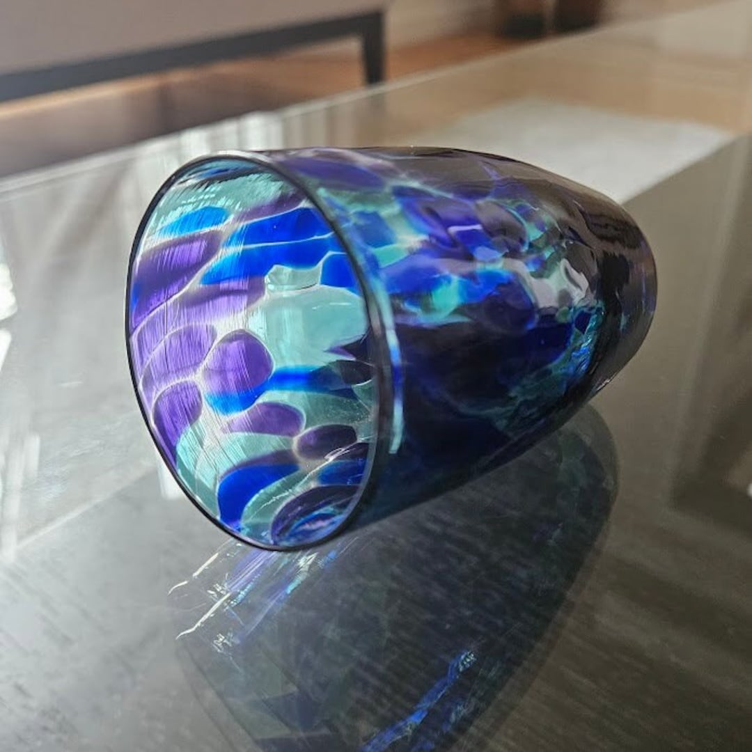 Jewish Wedding Glass for Stomping Ocean Blue Colors Jewish Wedding Gift ...