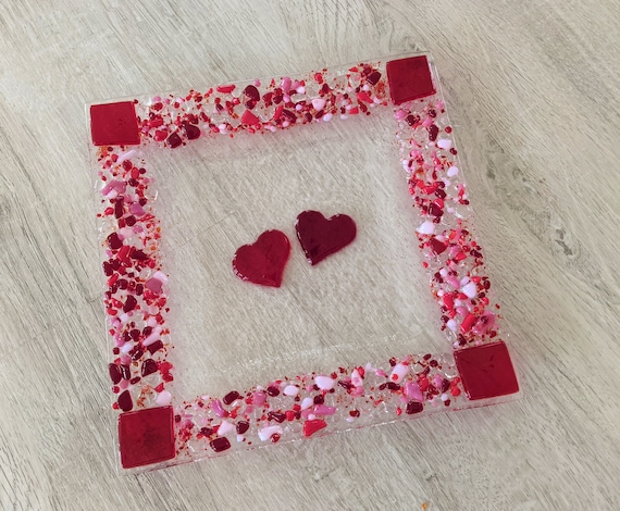 Valentine's Day Red Shards Frame With Two Hearts Hearts - Etsy