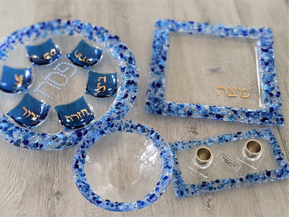 Blue Shards Haroseth Bowl Passover Gift Small Colorful Round - Etsy