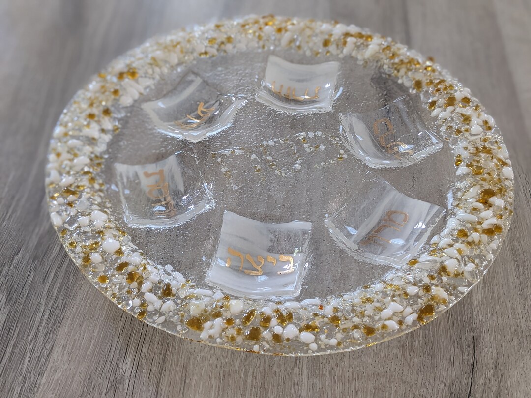White Wedding Shards Seder Plate Passover Gift Seder Centerpiece, Glass ...
