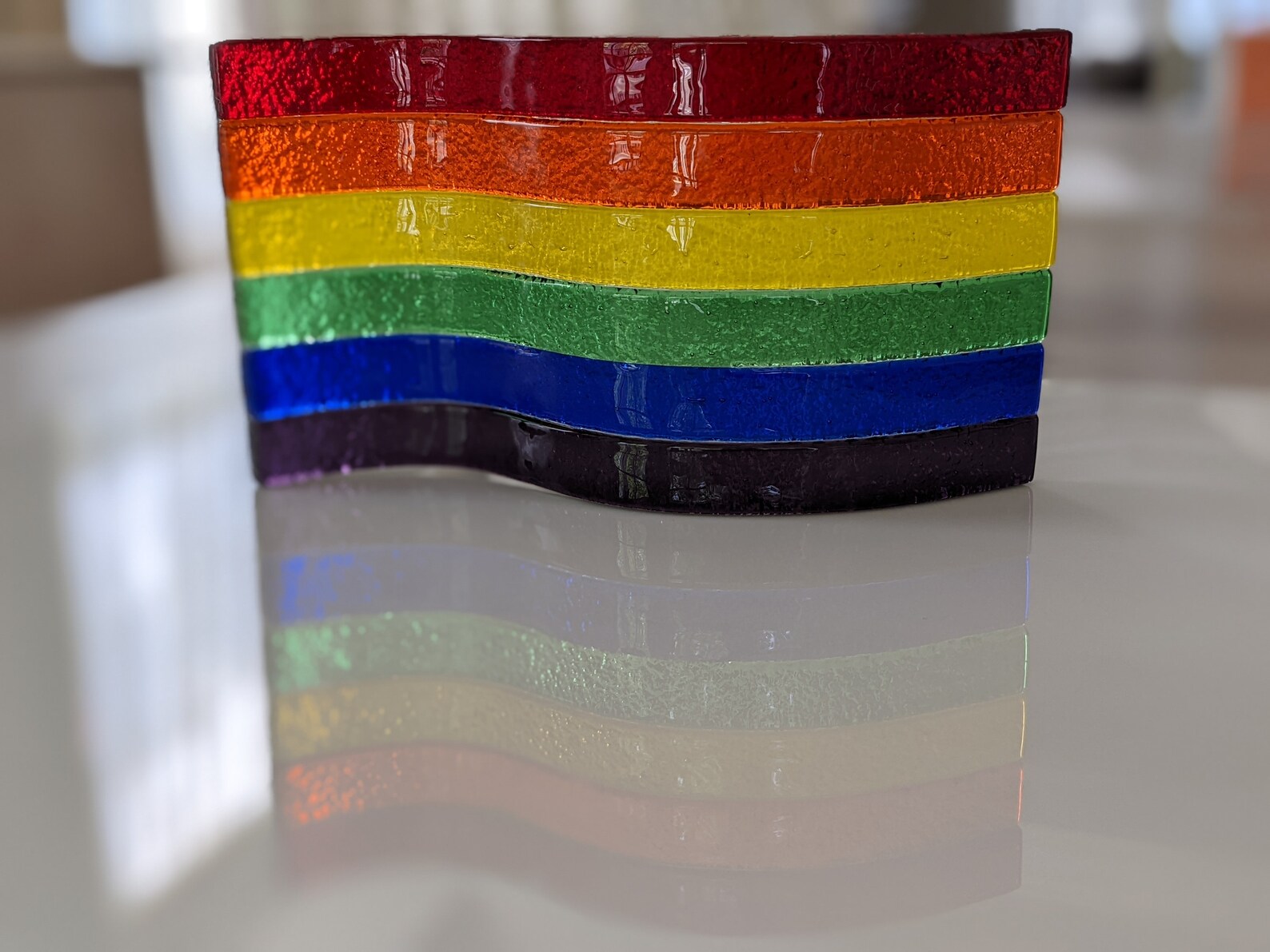 LGBTQ Pride Flag Free Standing Wavy Rainbow Glass Art Shelf | Etsy