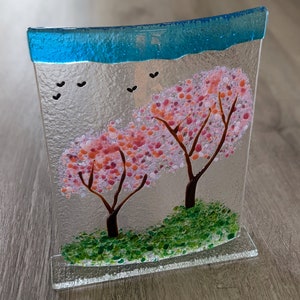 Two Cherry Blossom Blooming Trees in the Spring, Shelf Decoration ...