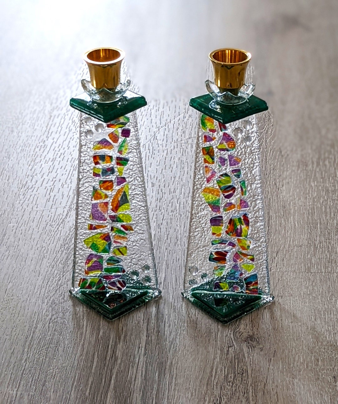 Jewish Wedding Shards Keepsake Shabbat Candle Sticks Chuppah Glass ...