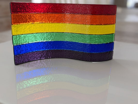 LGBTQ Pride Flag Free Standing Wavy Rainbow Glass Art Shelf | Etsy