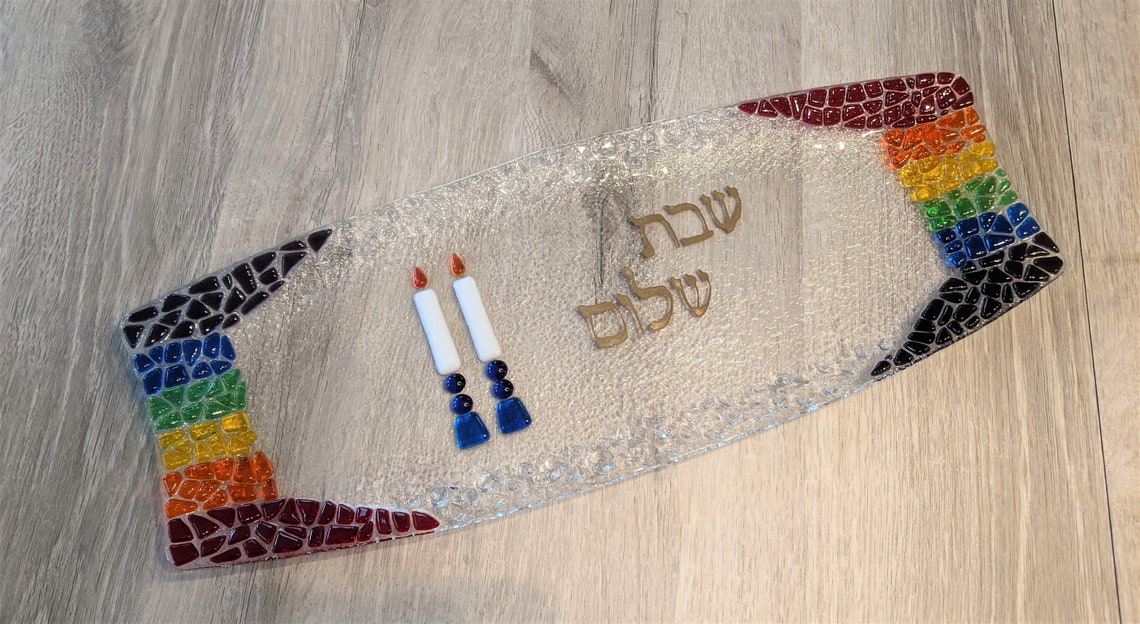 LGBTQ Shabbat Shalom Challah Plate, Pride Challah Tray, Rainbow Shabbat ...