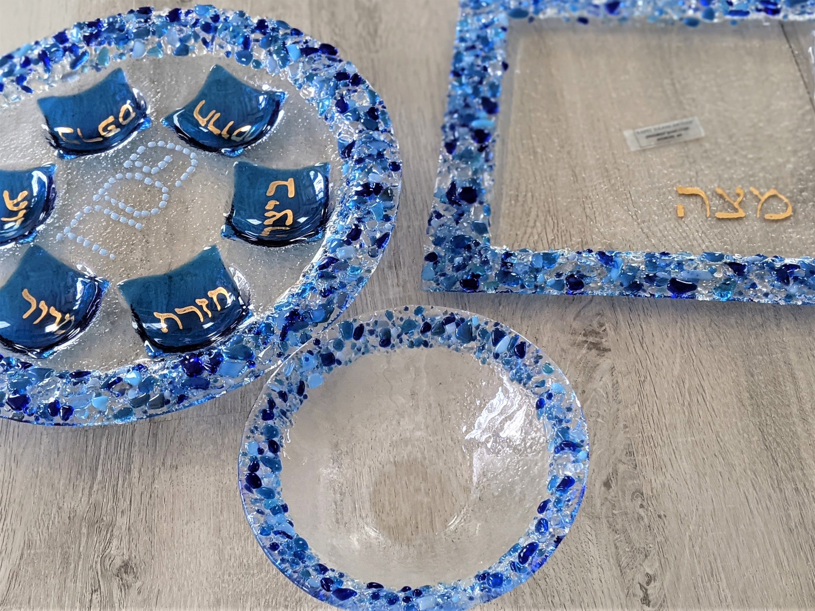 Blue Shards Haroseth Bowl Passover Gift Small Colorful Round - Etsy