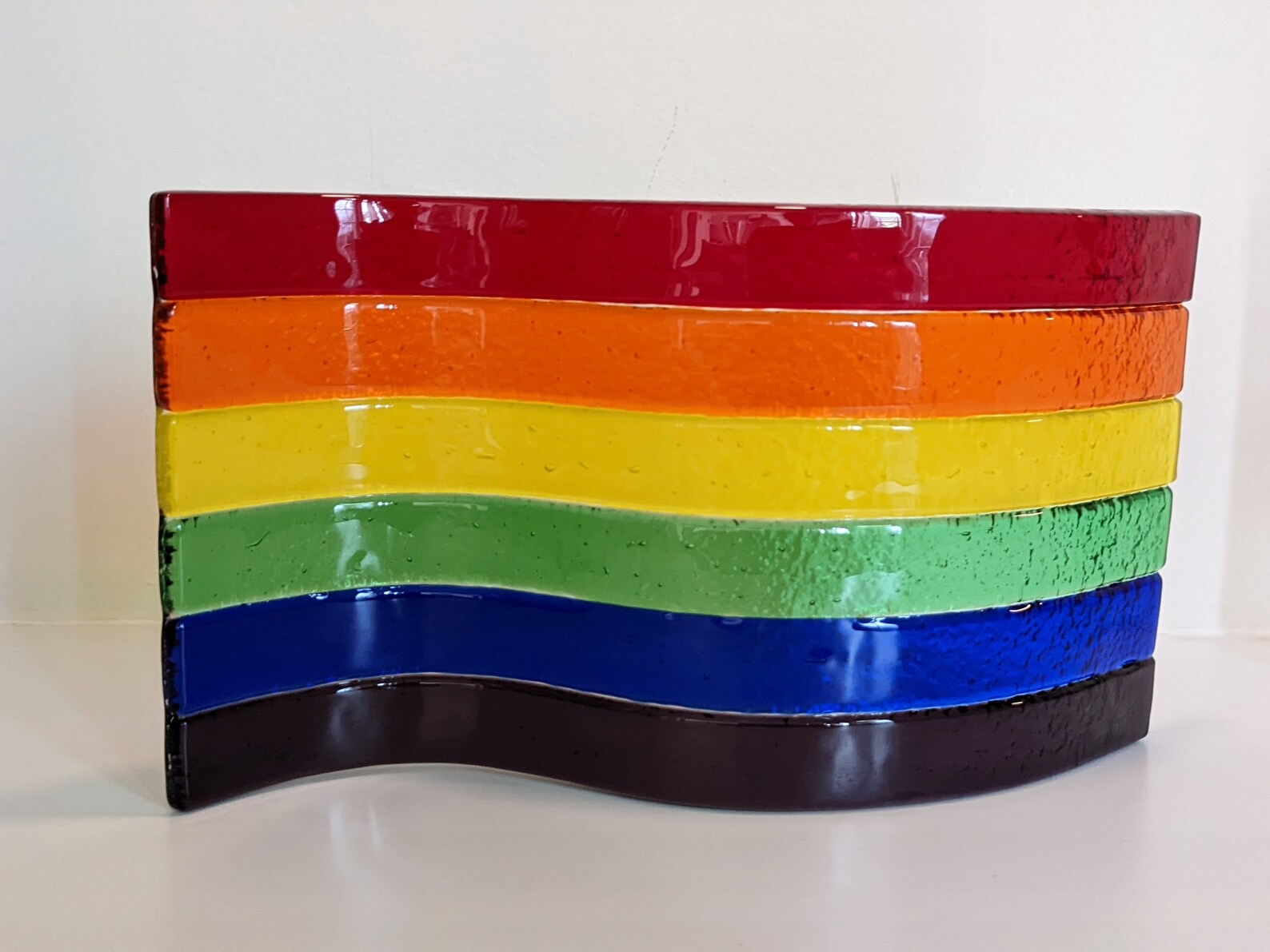 LGBTQ Pride Flag Free Standing Wavy Rainbow Glass Art Shelf | Etsy