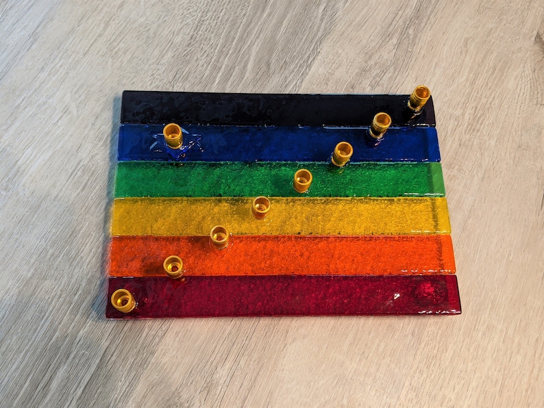 Pride Flag LGBTQ Rainbow Colorful Glass Fused Menorah - Etsy