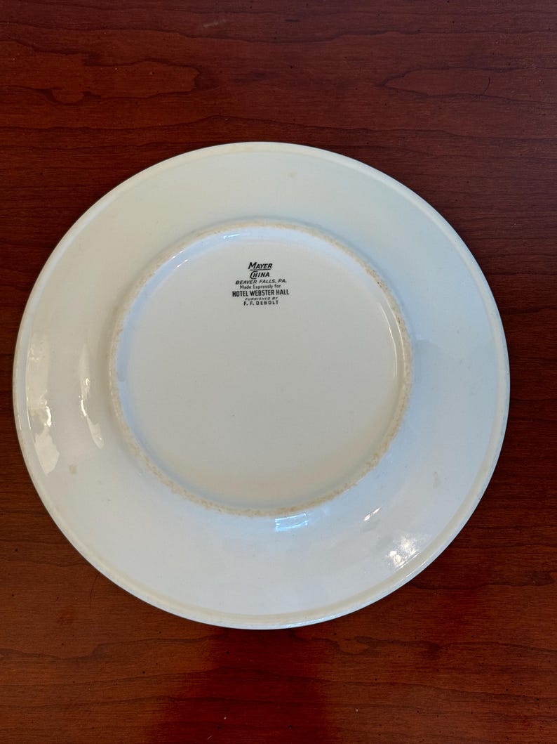 Rare 1920's Mayer China Plate for Hotel Webster Hall Pittsburg, PA - Etsy