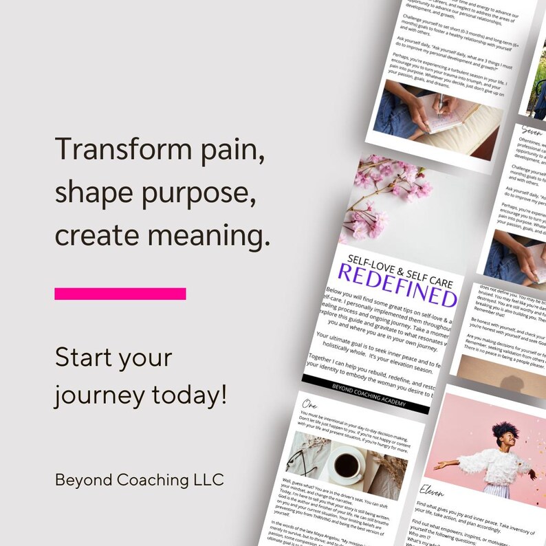 Transform Pain Into Purpose Workbook, Wellness Workbook printable PDF ...