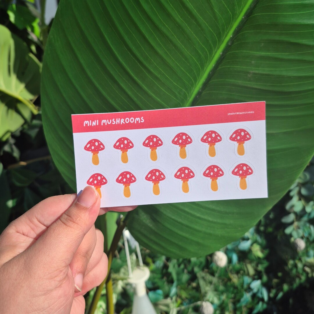 Mini Red Mushroom Stickers - Cottagecore Sticker Sheet Mini Size - Red ...