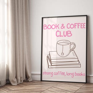 Book and Coffee Club Digital Print | Book Lovers Gift Print | Cute ...