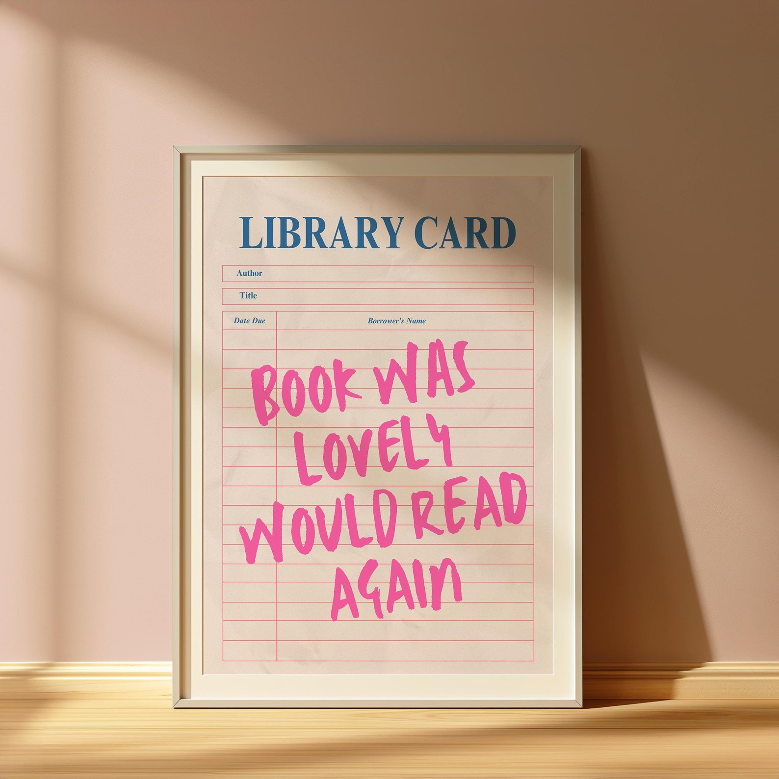 Library Card Digital Print | Book Club Decorations | Cute Reading ...
