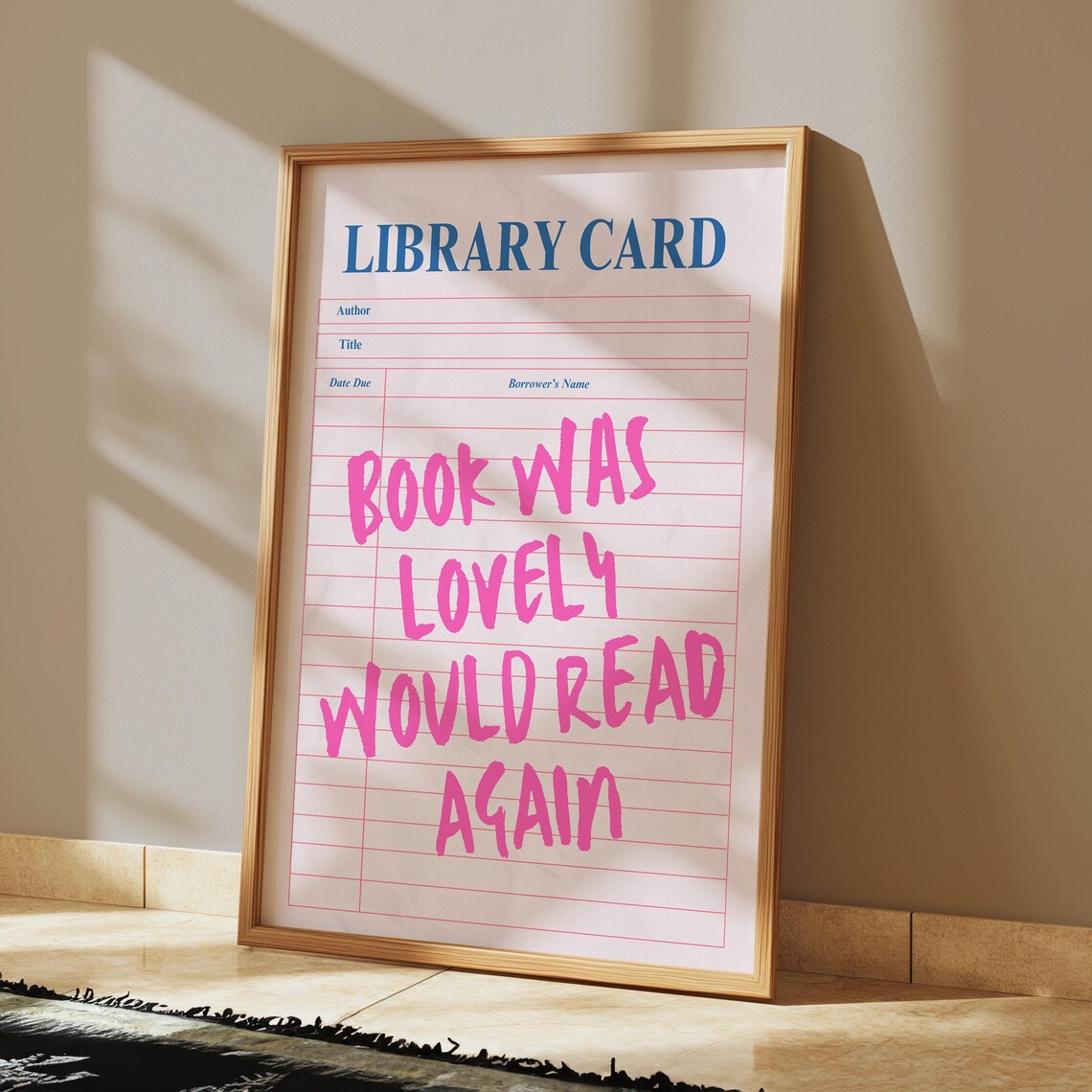Library Card Digital Print | Book Club Decorations | Cute Reading ...