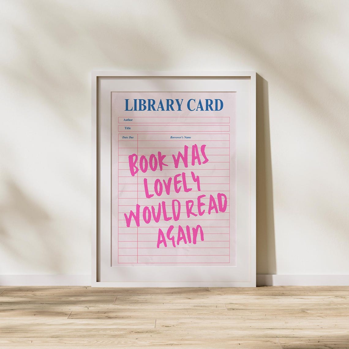 Library Card Digital Print | Book Club Decorations | Cute Reading ...