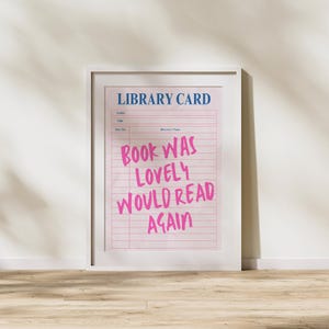 Library Card Digital Print | Book Club Decorations | Cute Reading ...
