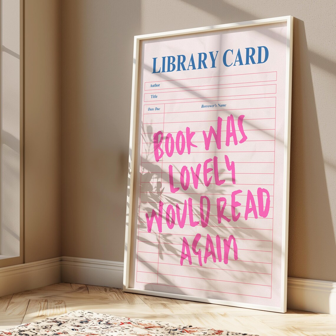 Library Card Digital Print | Book Club Decorations | Cute Reading ...