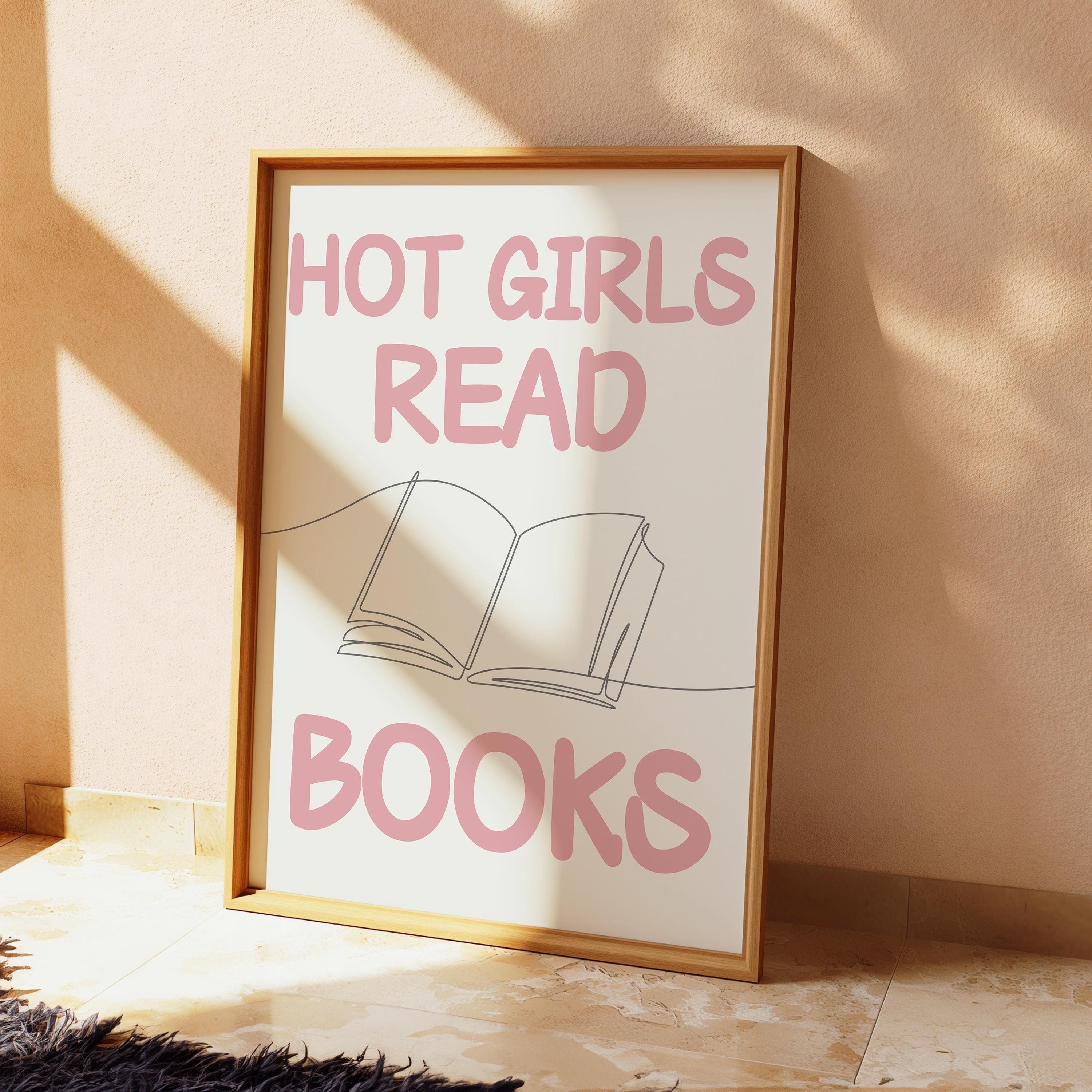 Hot Girls Read Books Print, Trendy Bookish Wall Art, Cute Bookshelf ...