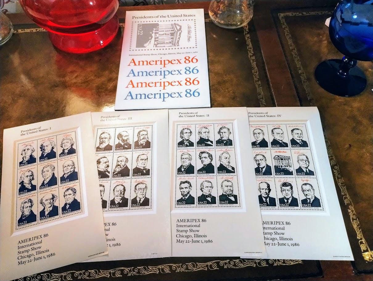 AMERIPEX '86 Presidents of the United States Stamp Set - Vintage 1986 ...