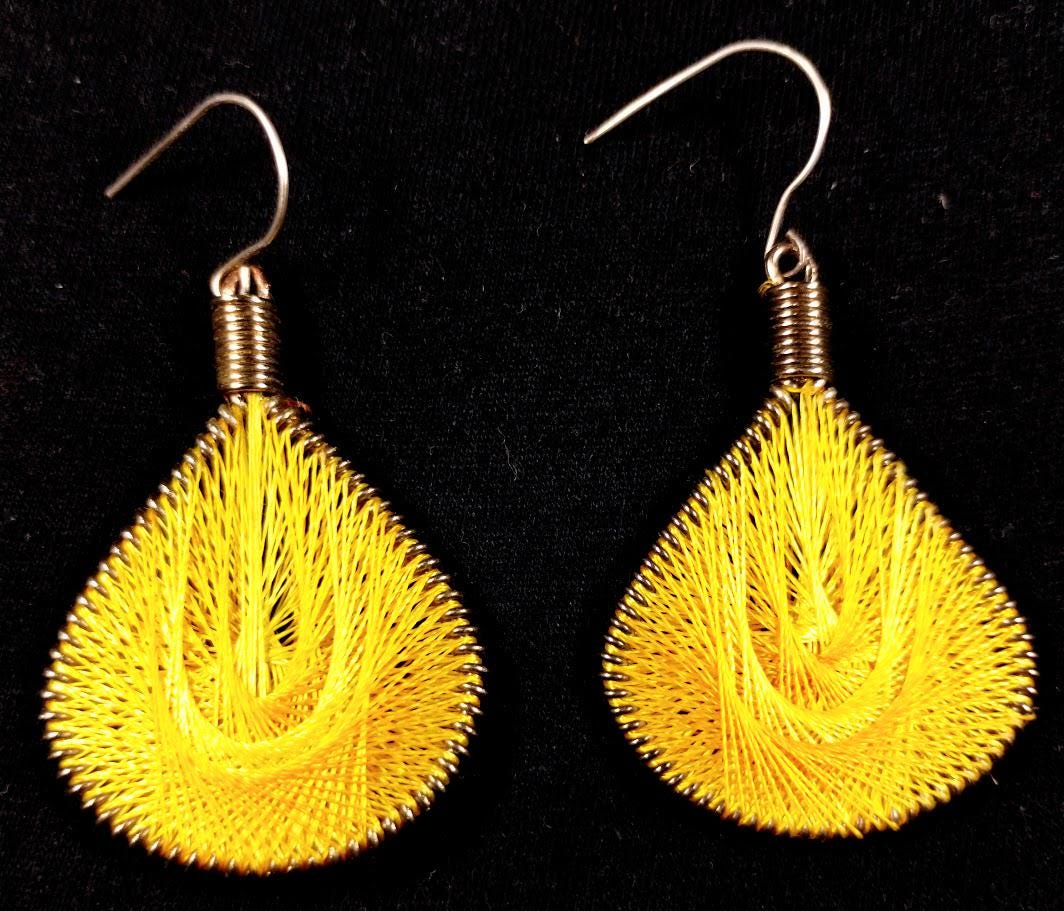 Vintage Yellow String Art Earrings – Teardrop Dangle Design - Etsy