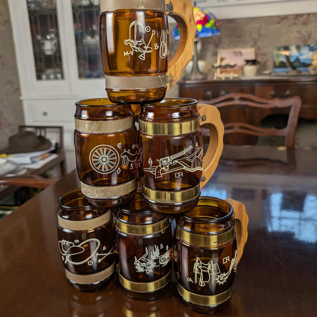 Vintage Siesta Ware Amber Glass Mug Set – Western Ranch Branding ...