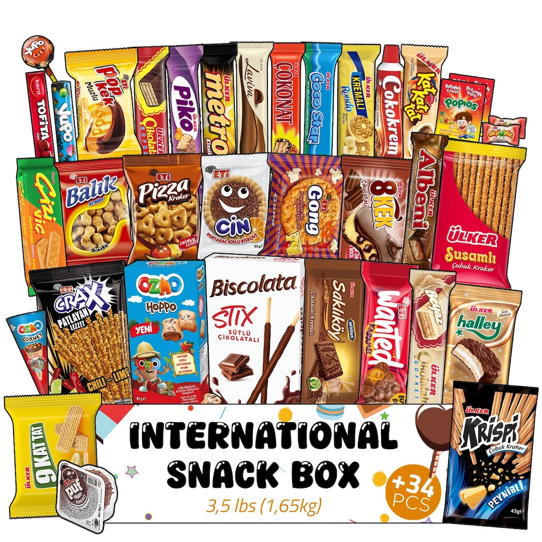 International Snack Box, 34 Piece Variety Pack, Turkish Snacks - Etsy