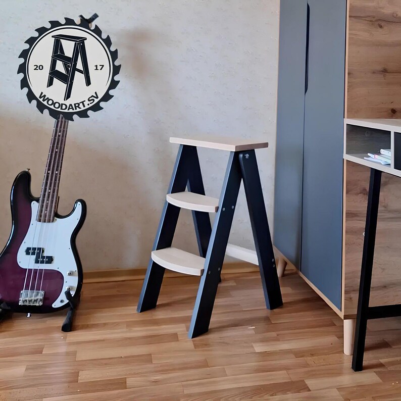 Wooden Folding Ladder Made of Beech, Step Ladder for Kitchen,library ...