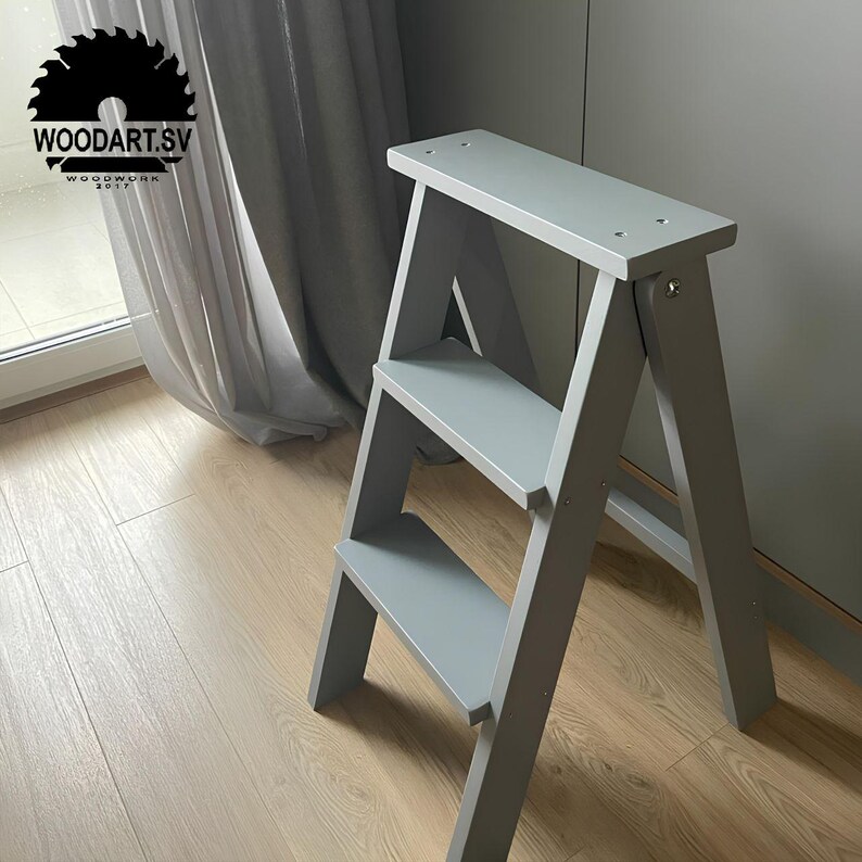 Wooden Folding Ladder Made of Beech, Step Ladder for Kitchen,library ...