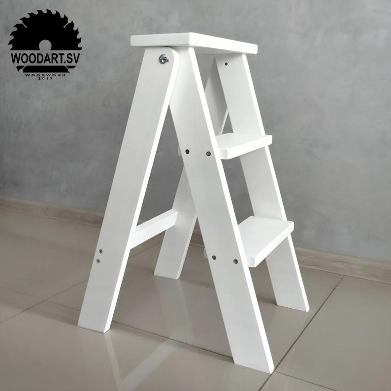 Wooden Folding Ladder Made of Beech, Step Ladder for Kitchen,library ...