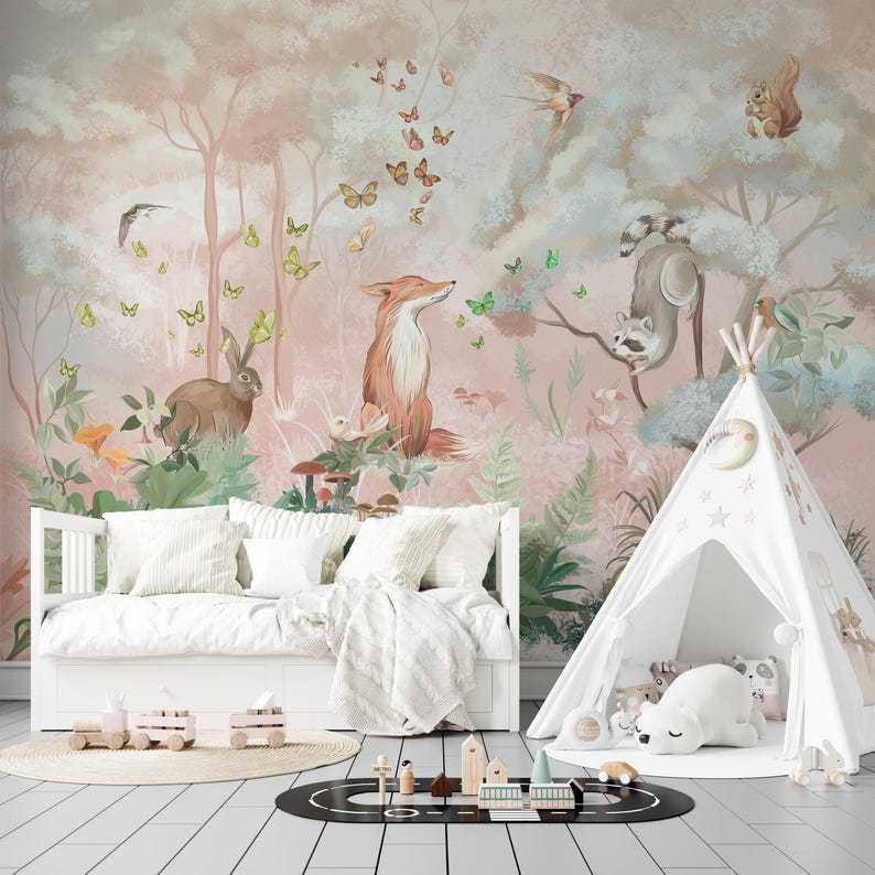 Whimsical Woodland Animals Wallpaper - Enchanting Forest Theme for ...