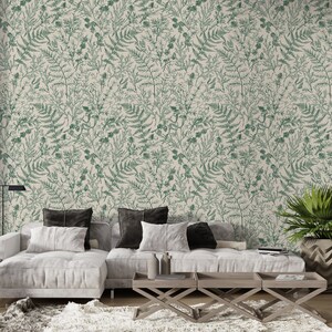 Green Botanical Fern Leaf Wallpaper - Nature-inspired Wall Decor / Peel ...