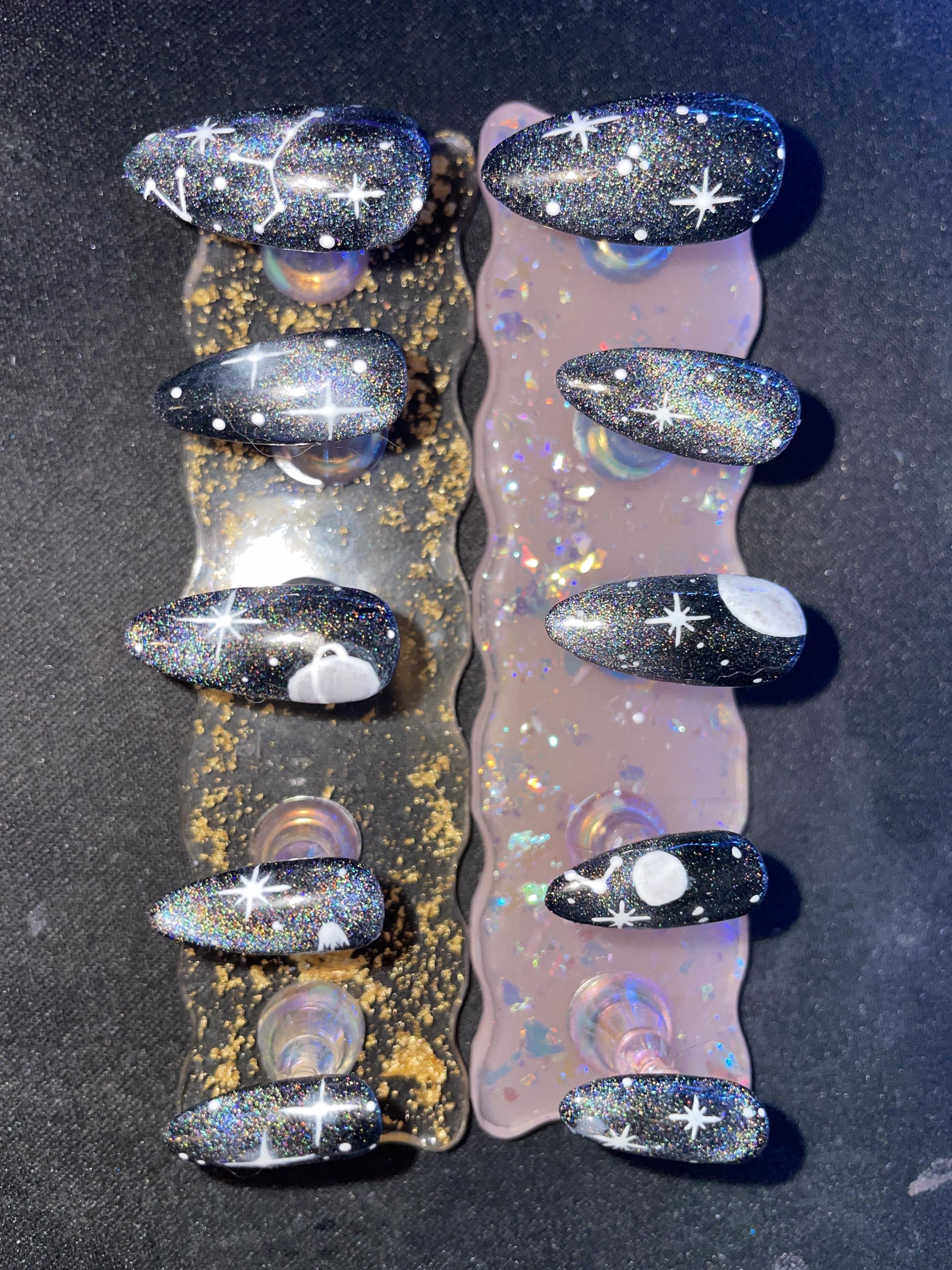 Cat Eye Moon and Stars Press on Nails - Etsy
