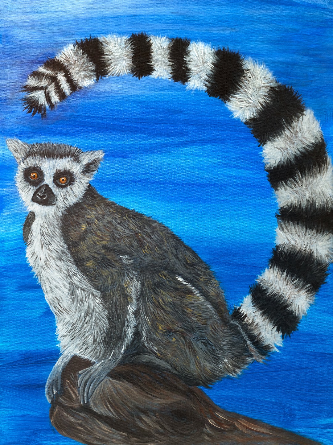 Vibrant Lemur Acrylic Painting Print on Hahnemuhle Photo Rag Paper ...