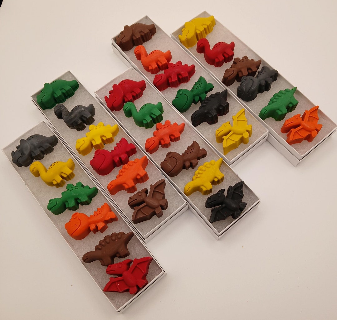 Non-toxic Dinosaur Crayons, Handmade 6-pack green, Red, Brown, Orange ...
