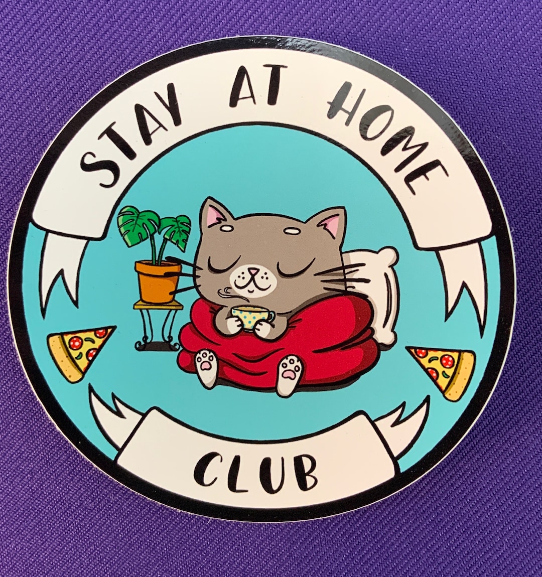Stay at Home Cat Club Sticker - Etsy