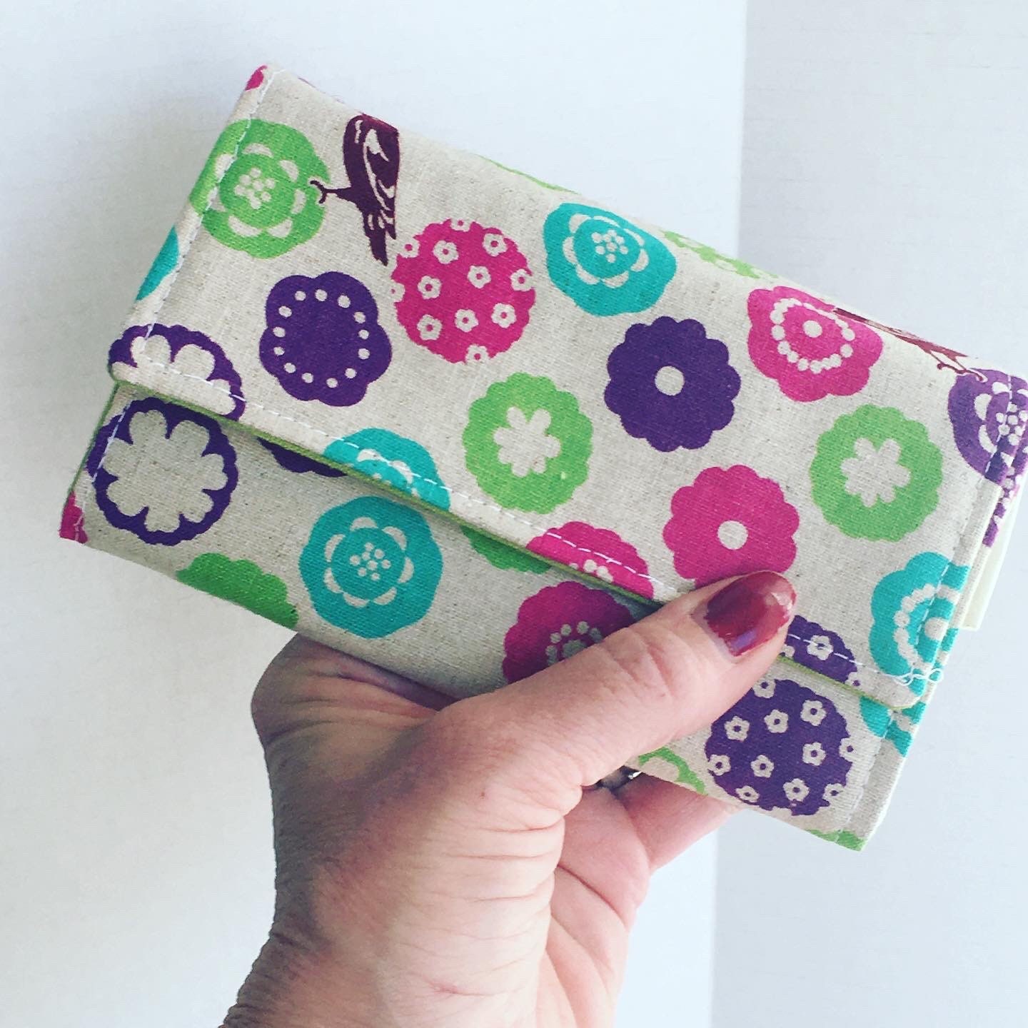 Echino Wallet Linen Wallet Accordion Wallet Minimalist Wallet - Etsy