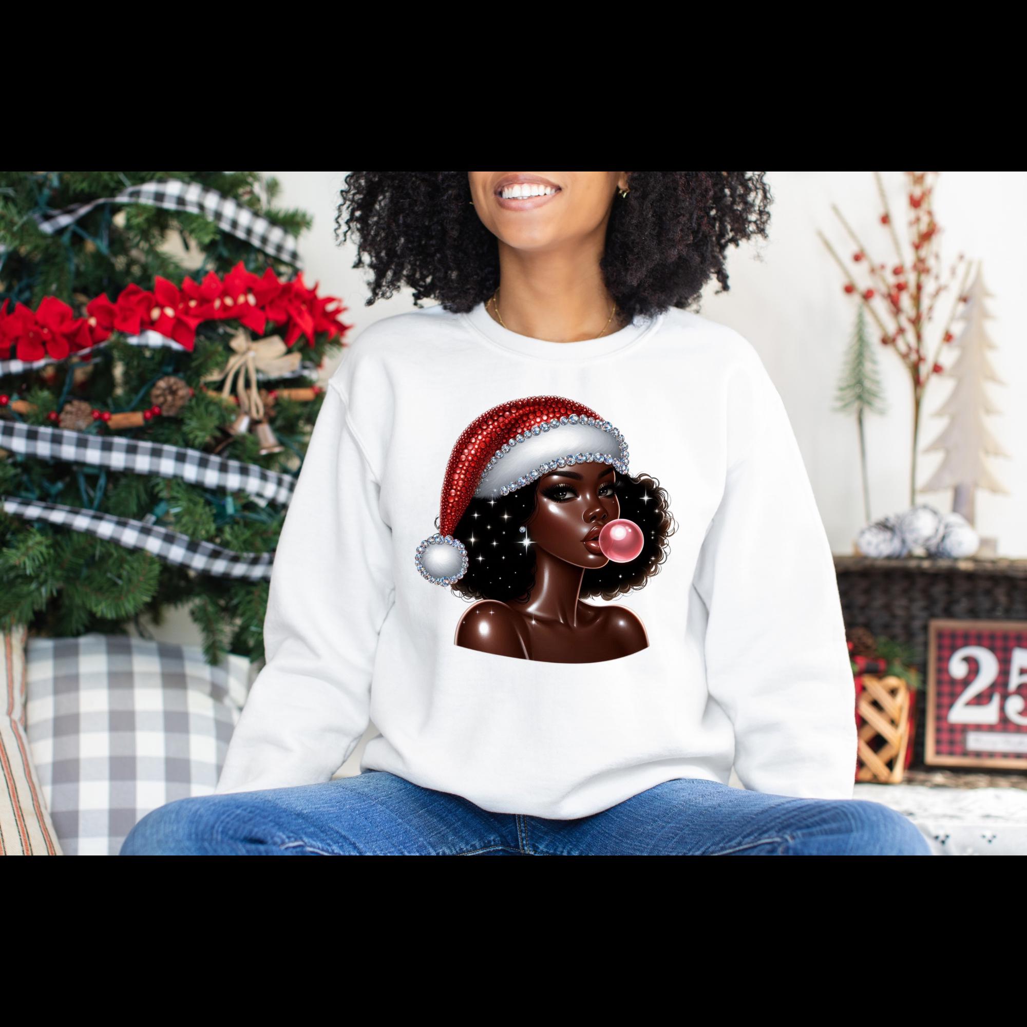 Black Girl Santa Png Black Girl Png Rhinestone Santa Hat Png Black Girl ...