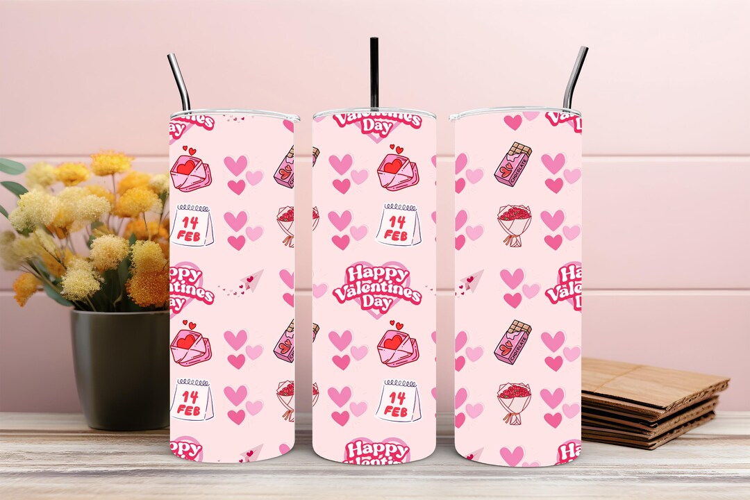 Valentines Day 20 Oz Tumbler Wrap 20 Oz Skinny Tunbler Valentines ...