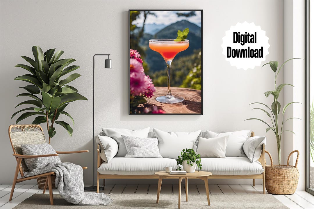 Cocktail Bar Cart Wall Art Digital Wall Art Print Printables for Dorm ...