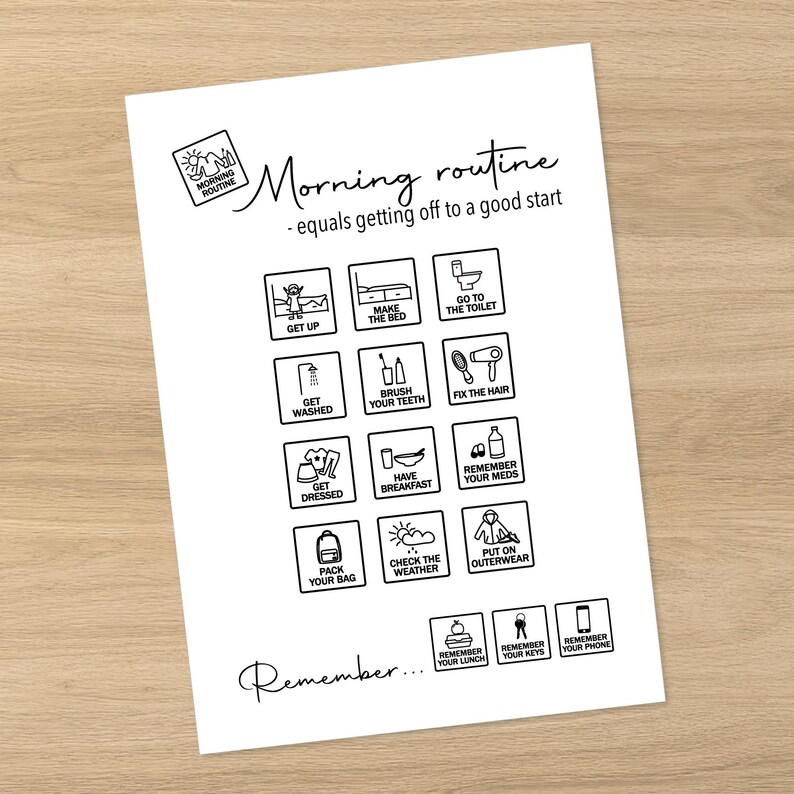 Morning Routine Visual Cards | Printable Chart for Kids | Girl Version ...