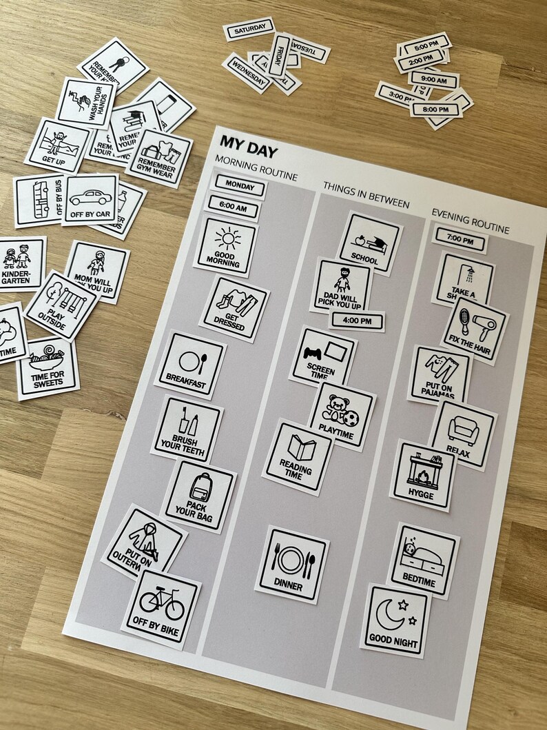 Daily Routine Pictograms Including a My Day Schedule - Etsy