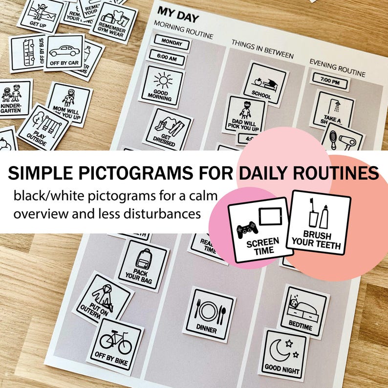 Daily Routine Pictograms Including a My Day Schedule - Etsy