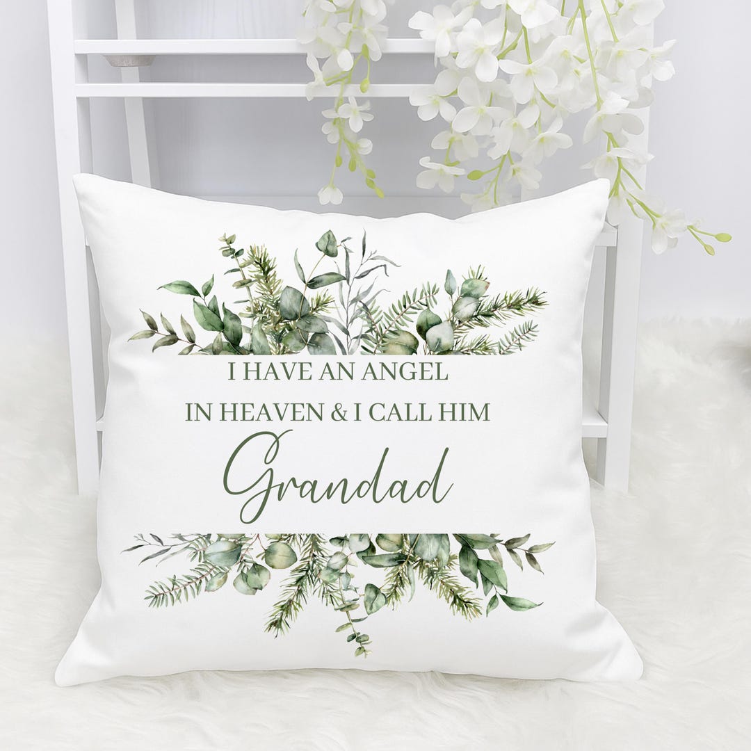Personalised Angel in Heaven Memorial Cushion | Memory Keepsake Pillow ...