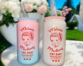 Melanie Martinez Pink Crybaby Milk 16oz Glass Can | Singer Cup | Reusable 16oz Glass | Gifts for ...