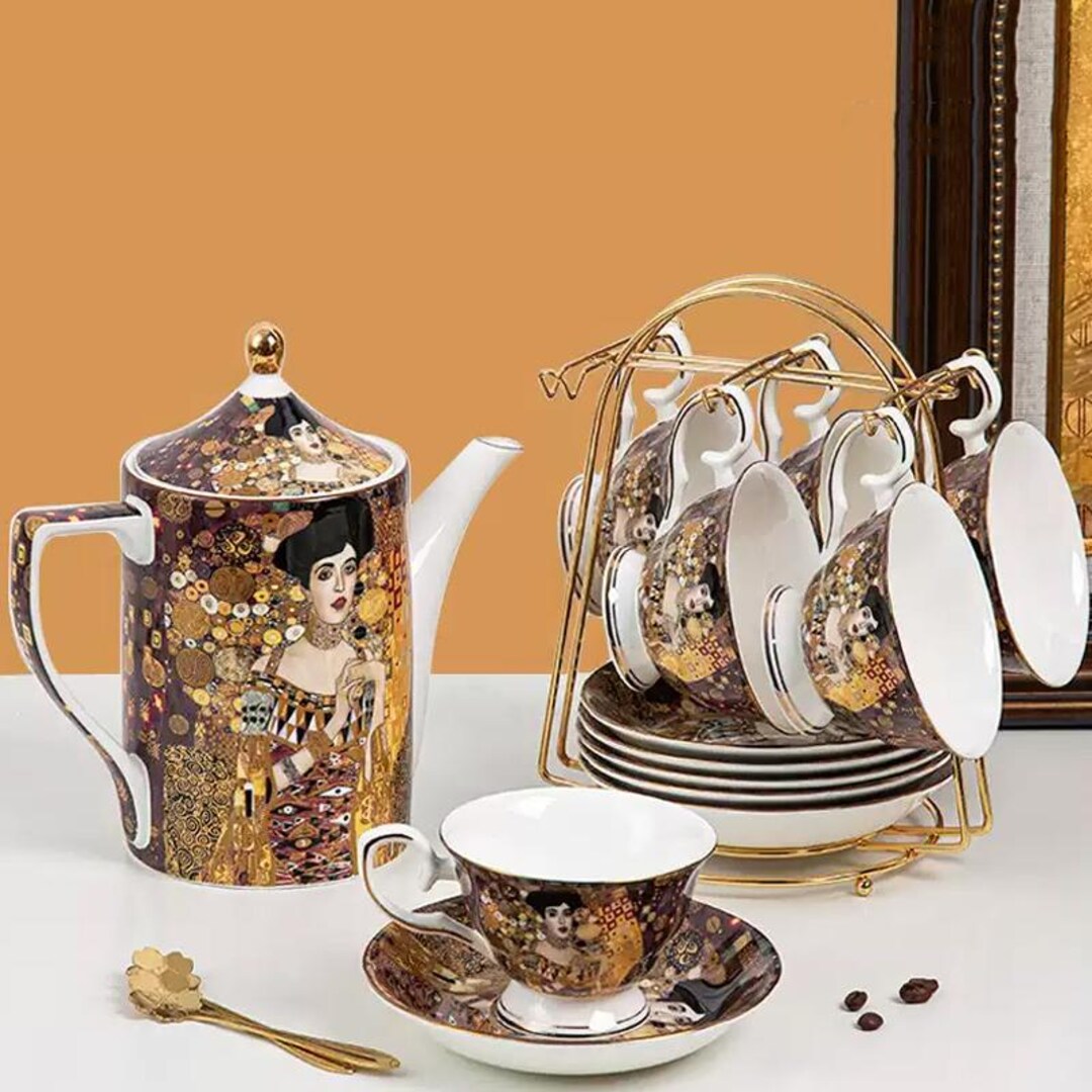 Ceramic Coffee Cups and Saucers | Oil Painting Style Ceramic Coffee ...